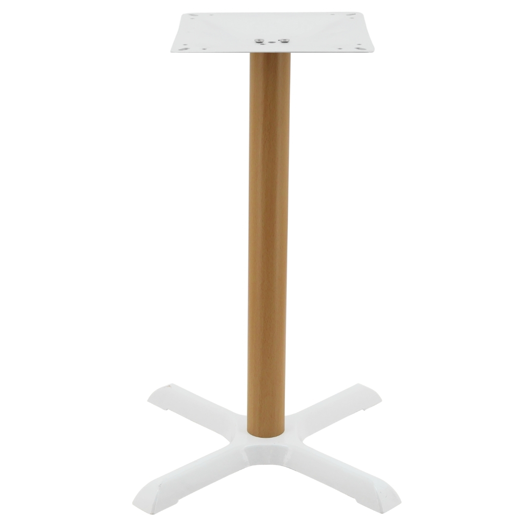 Maxwell Dining Table Base in Gloss White with Oak Look Round Pole ...